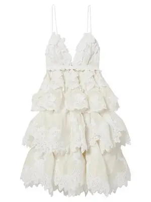 Zimmermann Crush Tiered Mini Dress - Ivory