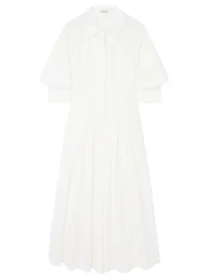 Simkhai Jazz Pleated Midi Shirt Dress - White