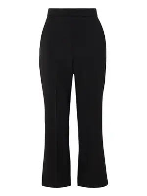 Max Mara Cropped Slim-leg Wool-blend Crepe Pants - Black