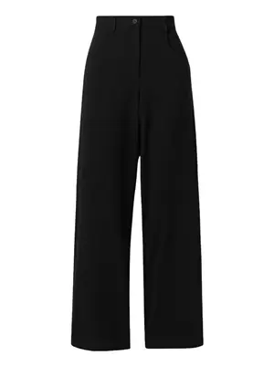 Matteau Wool-blend Crepe Straight-leg Pants - Black