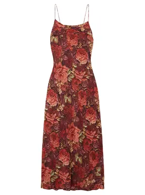 Faithfull The Brand Zelie Floral-print Silk Maxi Dress - Red