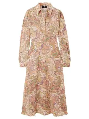 Etro Printed Stretch-crepe Midi Dress - Brown