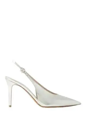 GIANVITO ROSSI Gianvito Rossi Robbie Metallic Leather Slingback Pumps Silver