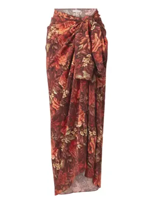 Faithfull The Brand Tayga Floral-print Silk-crepe Pareo - Red