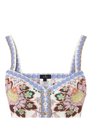 Etro Cropped Floral-print Top - White
