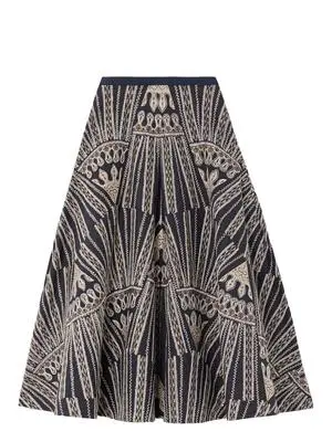 EMPORIO SIRENUSE Tasha 2 Calliope Embroidered Midi Skirt - Gray