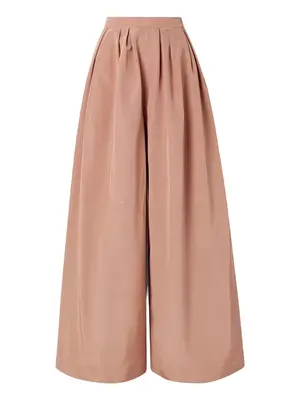 Carolina Herrera Pleated Cotton-blend Faille Wide-leg Pants - Pink