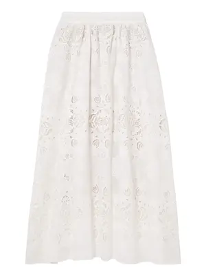 BORGO DE NOR Borgo De Nor Rhea Broderie Anglaise Poplin Midi Skirt