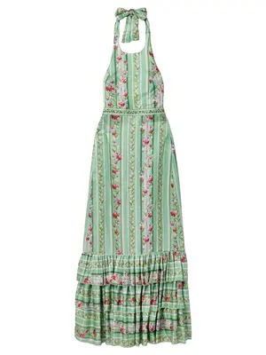 Agua Bendita Magnolia Honeysuckle Tiered Maxi Dress - Green