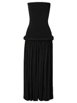 Alaïa Strapless Pleated Midi Dress - Black
