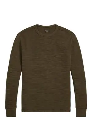 Ralph Lauren Garment-dyed Waffle-knit Crewneck - Olive Brown