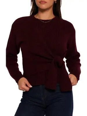 PETAL & PUP Petal & Pup Ettie Side Tie Sweater Burgundy