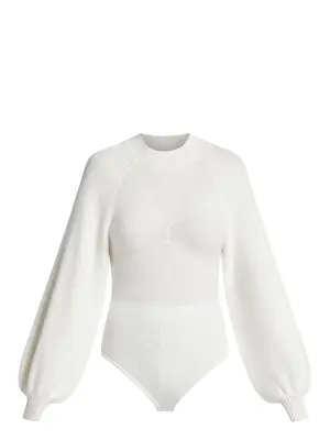 Farm Rio Puff Sleeves Knitted Top - White