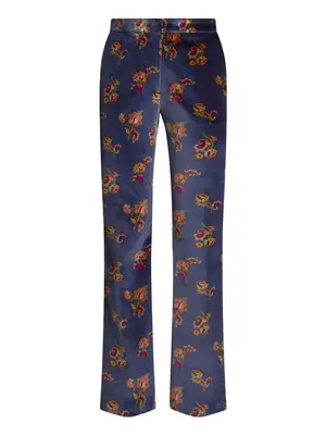 Etro Floral Flared Trousers - Blue