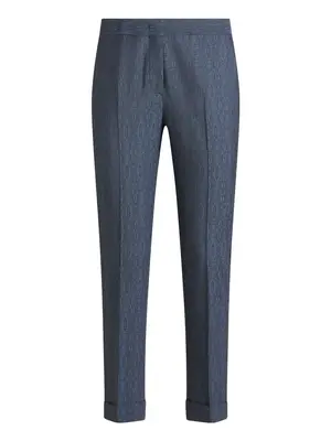 Etro Geometric-pattern Tailored Trousers - Blue