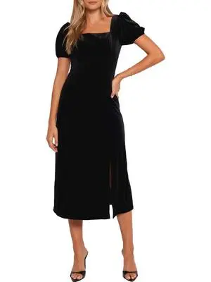 PETAL & PUP Velvet Midi Dress - Black