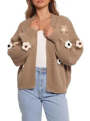 PETAL & PUP Delaro Flower Cardigan - Brown