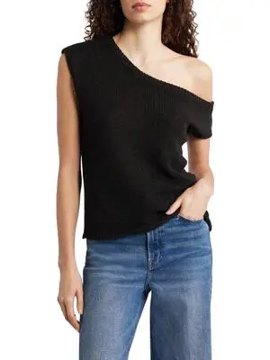 PETAL & PUP Petal & Pup Coco One-Shoulder Knit Top Black