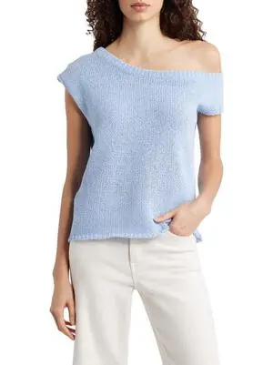 PETAL & PUP Petal & Pup Coco One-Shoulder Knit Top Pale Blue