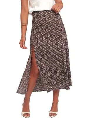 PETAL & PUP Willow Floral Midi Skirt - Brown Blue Floral