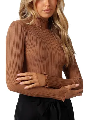 PETAL & PUP Petal & Pup Ridley Ribbed Top Mocha