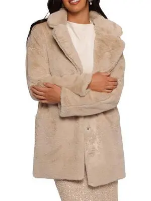 PETAL & PUP Meeka Faux Fur Jacket - Beige