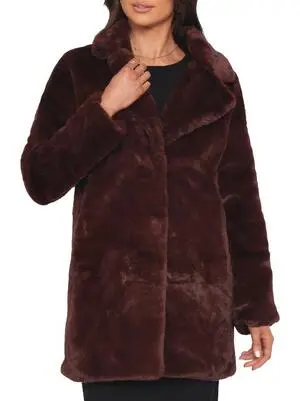 PETAL & PUP Meeka Faux Fur Jacket - Burgundy