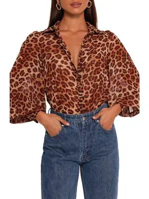 PETAL & PUP Fleetwood Print Button-up Shirt Leopard