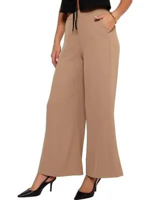 PETAL & PUP Laila Wide Leg Crop Pants - Taupe