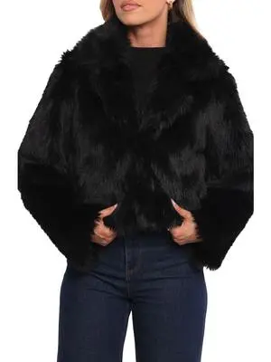 PETAL & PUP Bobbi Faux Fur Jacket - Black