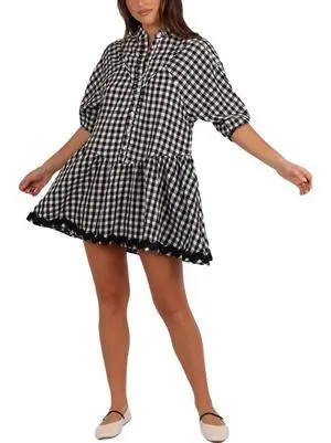PETAL & PUP Caroling Check Mini Dress - Black/ White Gingham