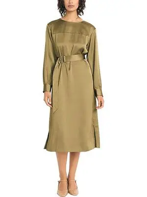 LUXELY Belted Midi Dress - Burnt Olive