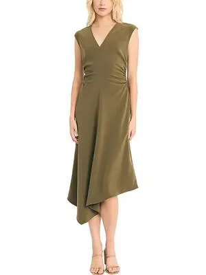 LUXELY Asymmetrical Midi Dress - Burnt Olive