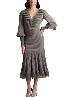 Tadashi Shoji Tadashi Shoji Nyssa Bishop Sleeve Dress Grey