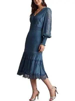 Tadashi Shoji Tadashi Shoji Nyssa Bishop Sleeve Dress Slate