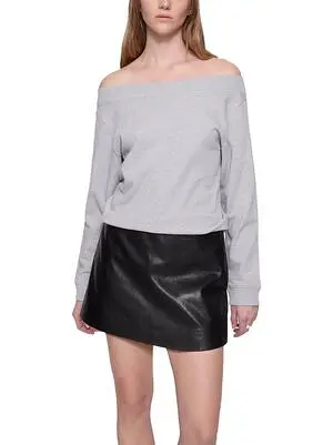 Rebecca Minkoff Kora Off Shoulder Sweatshirt - Heather Grey
