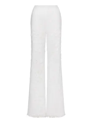 Alberta Ferretti Embroidered Palazzo Pants - White