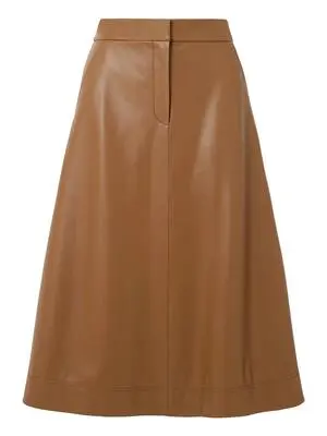 Veronica Beard Louise Faux Leather Midi Skirt - Brown