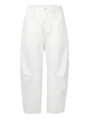 NILI LOTAN Shon Cotton-blend Twill Tapered Trousers - Neutrals