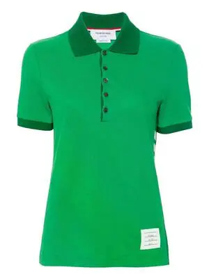 Thom Browne Striped Logo-patch Polo Shirt - Green
