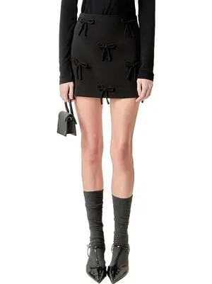 English Factory Bow Embellished Miniskirt - Black