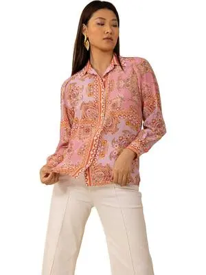 Hale Bob Madilynn Silk Blouse - Red / Orange