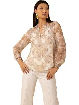 Hale Bob Renata Silk Top - Neutral