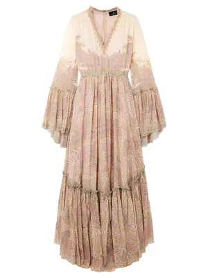 Etro Tiered Ruffled Printed Maxi Dress - Cream