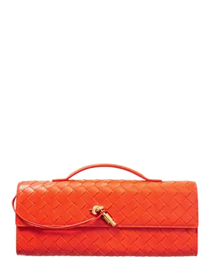Bottega Veneta Andiamo Intrecciato Leather Clutch - Orange