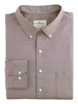 OAK HILL BY DXL Oxford Dress Shirt - Chicory Coffee