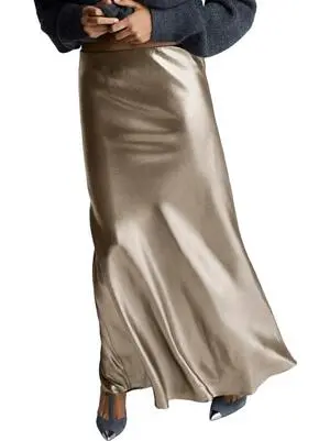 KENNETH COLE Bias Cut Satin Maxi Skirt - Light Bronze