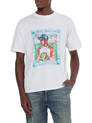 Scotch & Soda Relaxed Baseball Graphic T-shirt - White