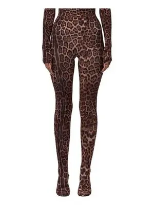 Naked Wardrobe Print Toe Leggings - Brown Leopard