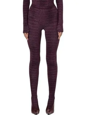 Naked Wardrobe Print Toe Leggings - Dark Plum Crocodile